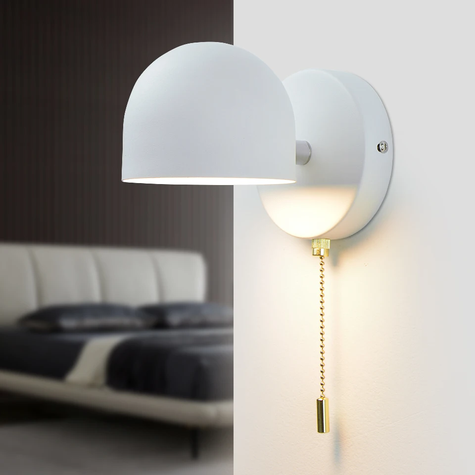 Nordic-LED-Indoor-Wall-Lamps-With-Switch-plug-Wall-Light-Black-White ...