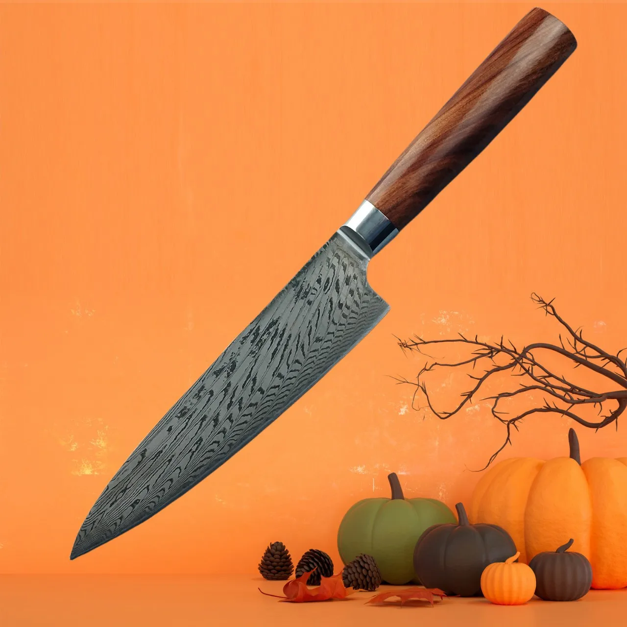 Chef-Cleaver-Knife-Damascus-Steel-8-Inch-Blade-Messer-Slicing-Sashimi ...