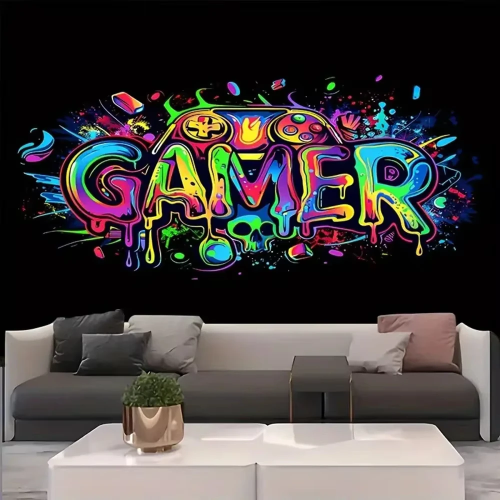 Room Decoration Items Gamer Tapestry Colorful Game Controller Wall ...