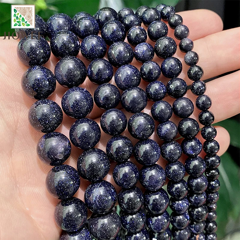 Dark Blue SandStone Round Loose Beads Diy Bracelet Necklace Accessories ...