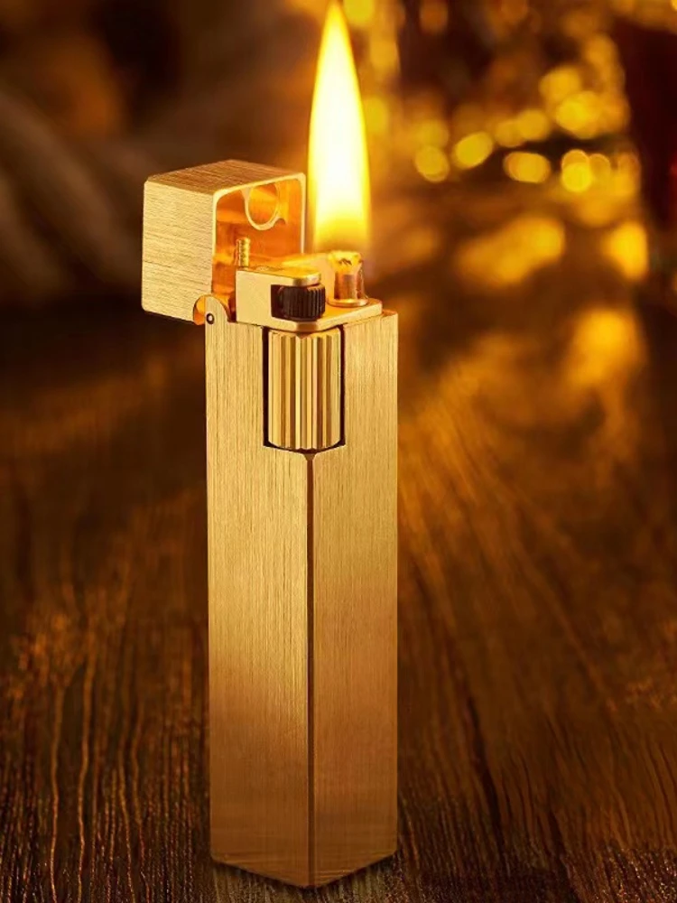 Square Old-fashioned Grinding Wheel Kerosene Lighter Retro Pure Copper ...