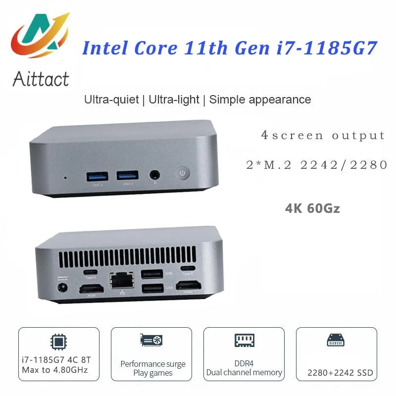 AITTACT-New-Mini-PC-Intel-core-11th-Gen-i7-1185G7-Windows-11-DDR4-RAM-M ...