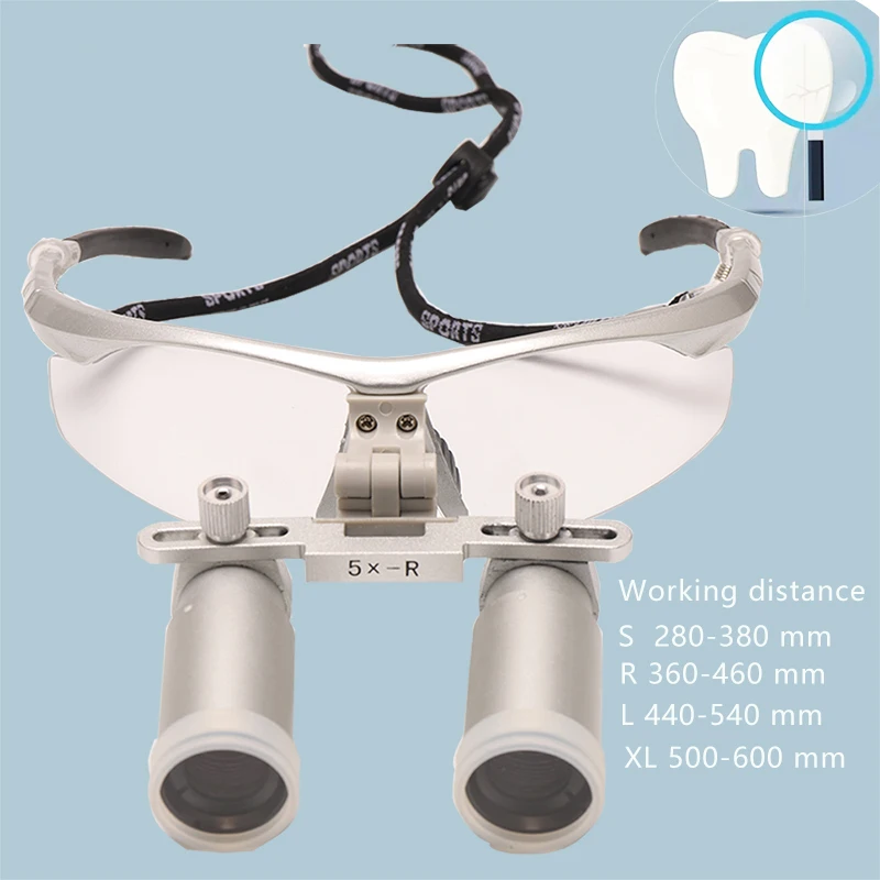5X-Dental-Loupes-360-600-MM-Working-Distance-Sliver-Metal-Plastic ...
