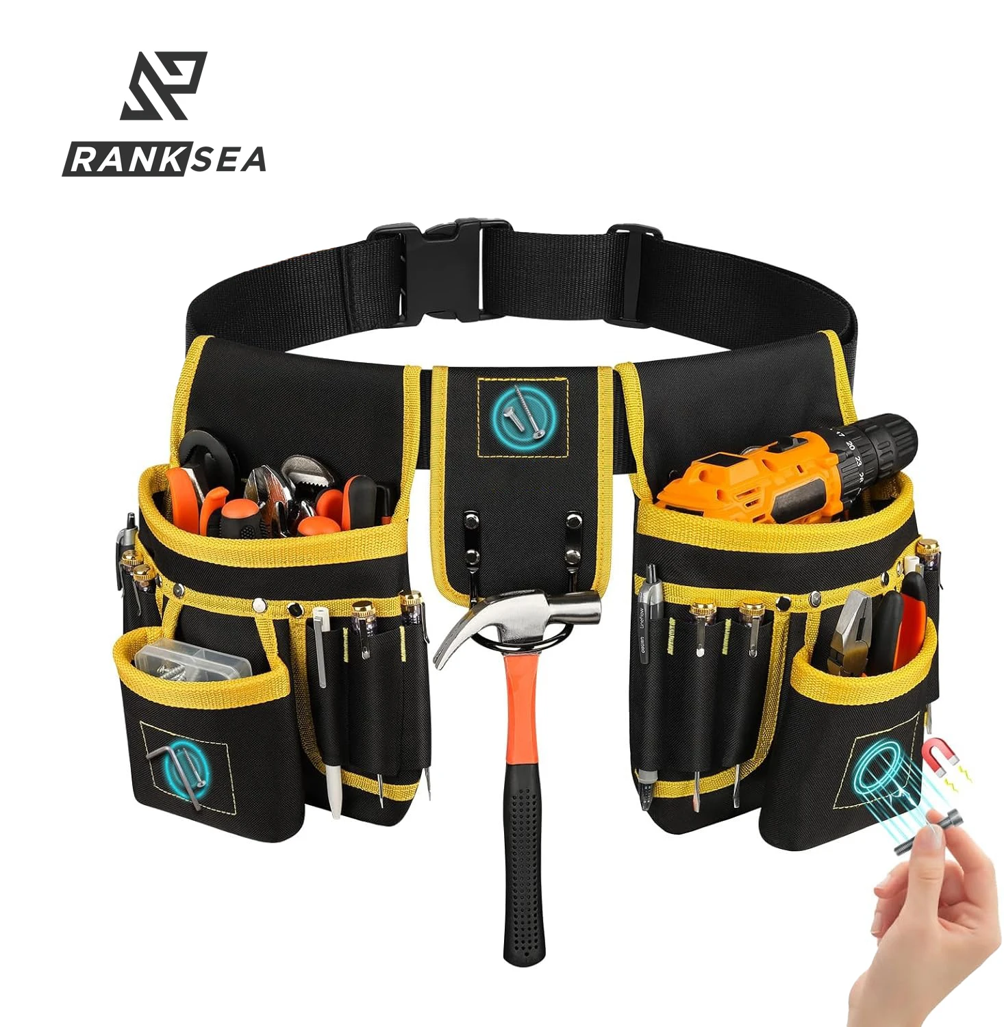 Tool Belt Bag Utility Belt Adjustable Pockets Tool Belts Detachable ...