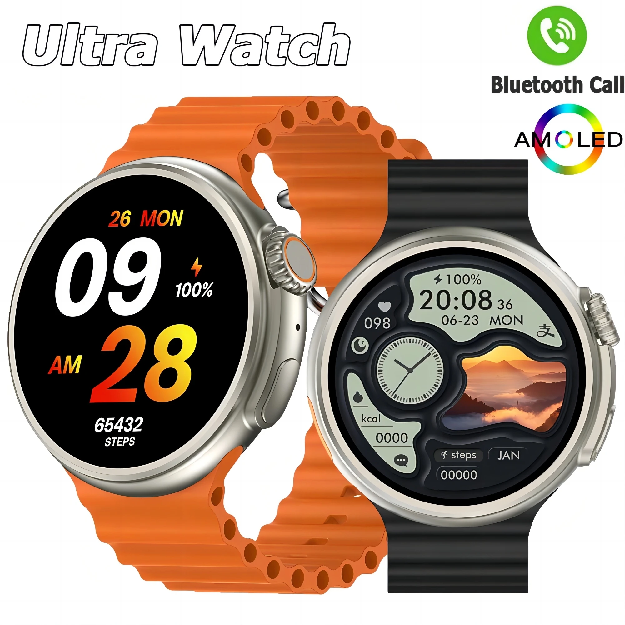 2024-New-Smart-Watch-Ultra-Round-Smartwatch-Bluetooth-Calls-Watches-Men ...