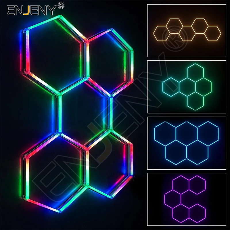 Luz-Led-hexagonal-para-garaje-luces-de-techo-RGB-que-cambian-de-Color ...