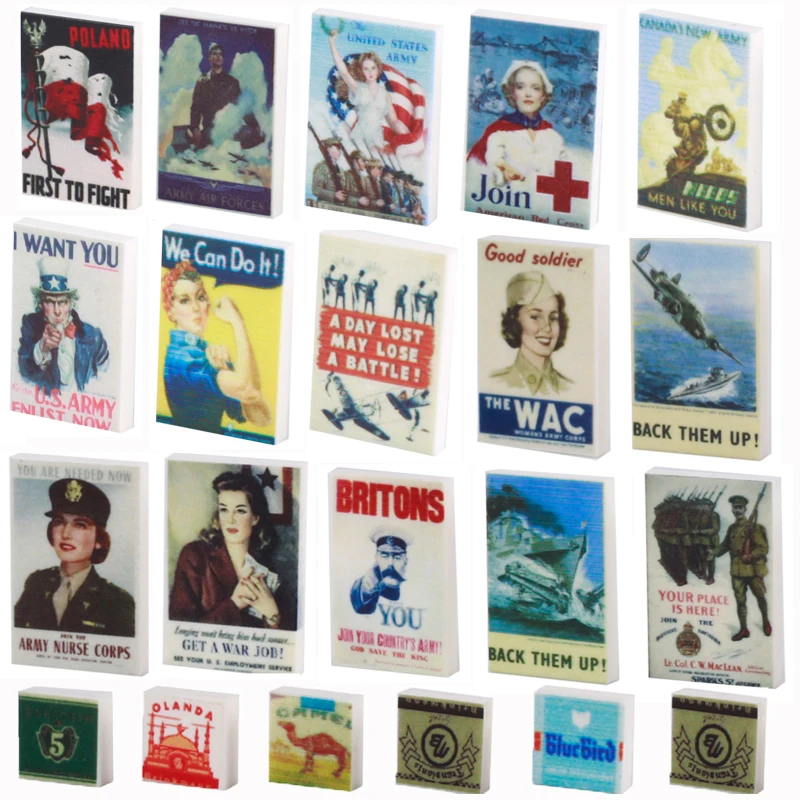 WW2 Military Printed Tile Sets Building Blocks German US Solider ...