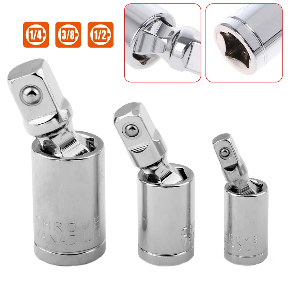 1/4" 3/8" 1/2" Universal Joint 360 Rotary Head Ratchet Socket Adapter ...