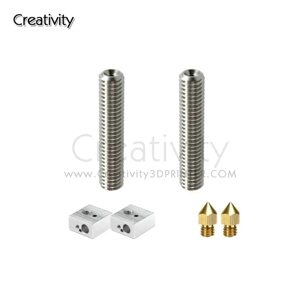 Anet A8 A6 2pcs 1.75mm 스 로트 튜브 + 0.4mm 압출기 노즐 프린트 헤드 + 3d 프린터 부품 용 M6 ...