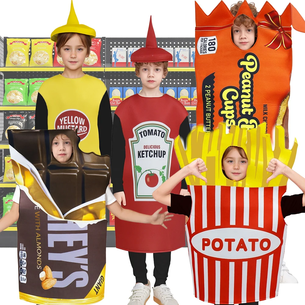 French Fries Costume Cosplay Kid Funny Chocolate Salad Dress Sponge ...