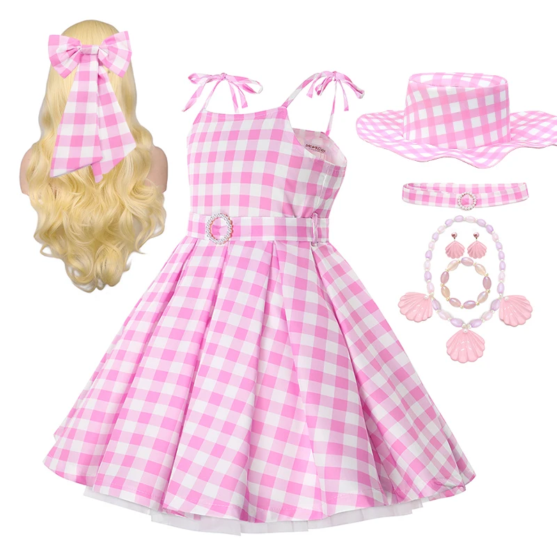 Barbi-Costume-For-Girls-Princess-Dress-Movie-Barbi-Pink-Plaid-Clothes ...