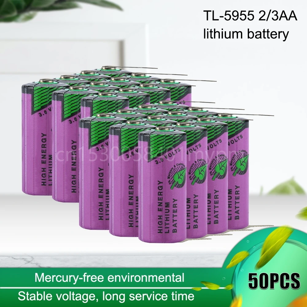 50PCS TL-5955 14335 2/3AA 1650mAh 3.6V ER14335 with Leg Lithium Battery ...