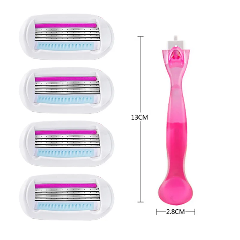 New Safety Razor Women Female 4-Blades Shaving Blades T-shaped Trimme ...