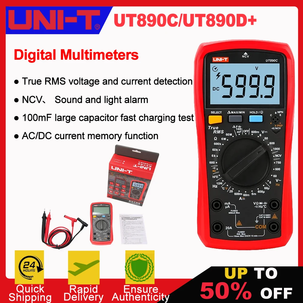 Mult-metro-Digital-UNI-T-UT890C-UT890D-amper-metro-de-voltaje-de-temperatura-de-frecuencia ...