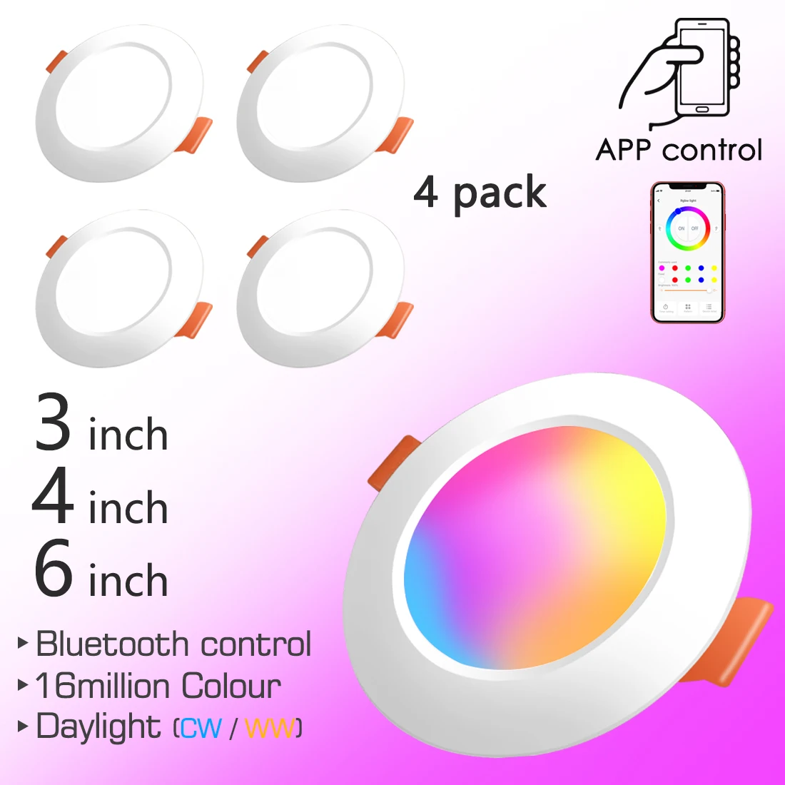 Bluetooth-Compatible-Colorful-Spot-LED-Ceiling-Lamp-Recessed-Round ...