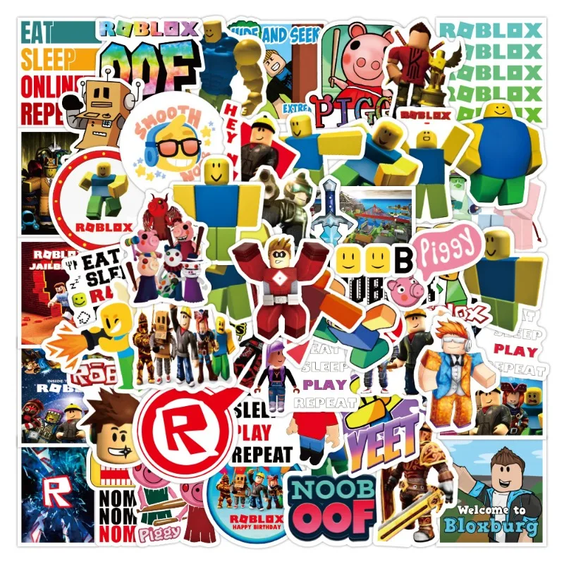 50-Sheets-Sticker-Game-Roblox-Cartoon-Stickers-Car-Skateboard-Trolley ...