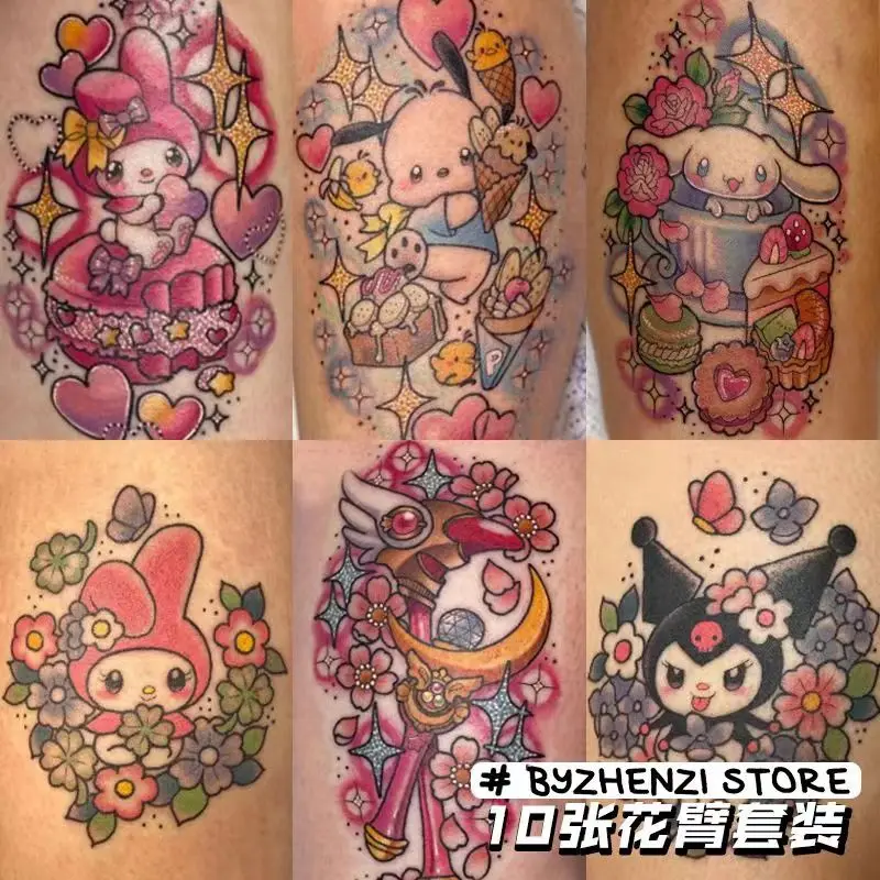 10pc-Lot-Watercolor-Cartoon-Anime-Temporary-Tattoo-Stickers-for-Women ...