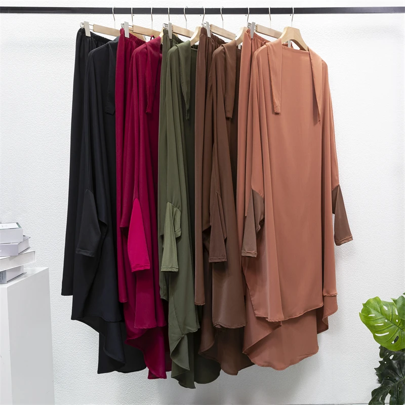 Muslim-Sets-Two-Pieces-Prayer-Clothing-Long-Hooded-Smocking-Sleeve ...