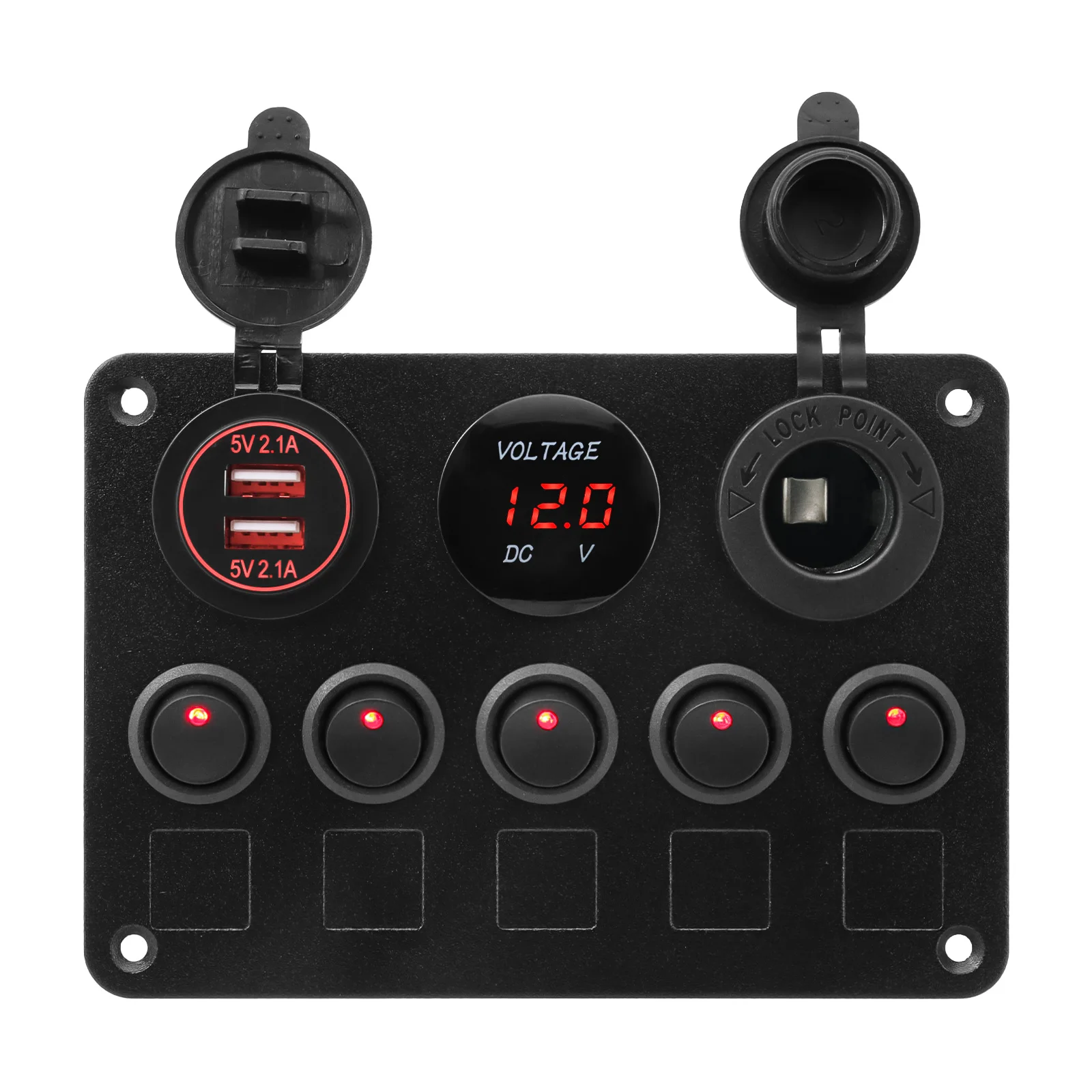 AD-5-Buttons-Switch-Panel-Light-Toggle-USB-Chargers-Voltage-For-Car ...