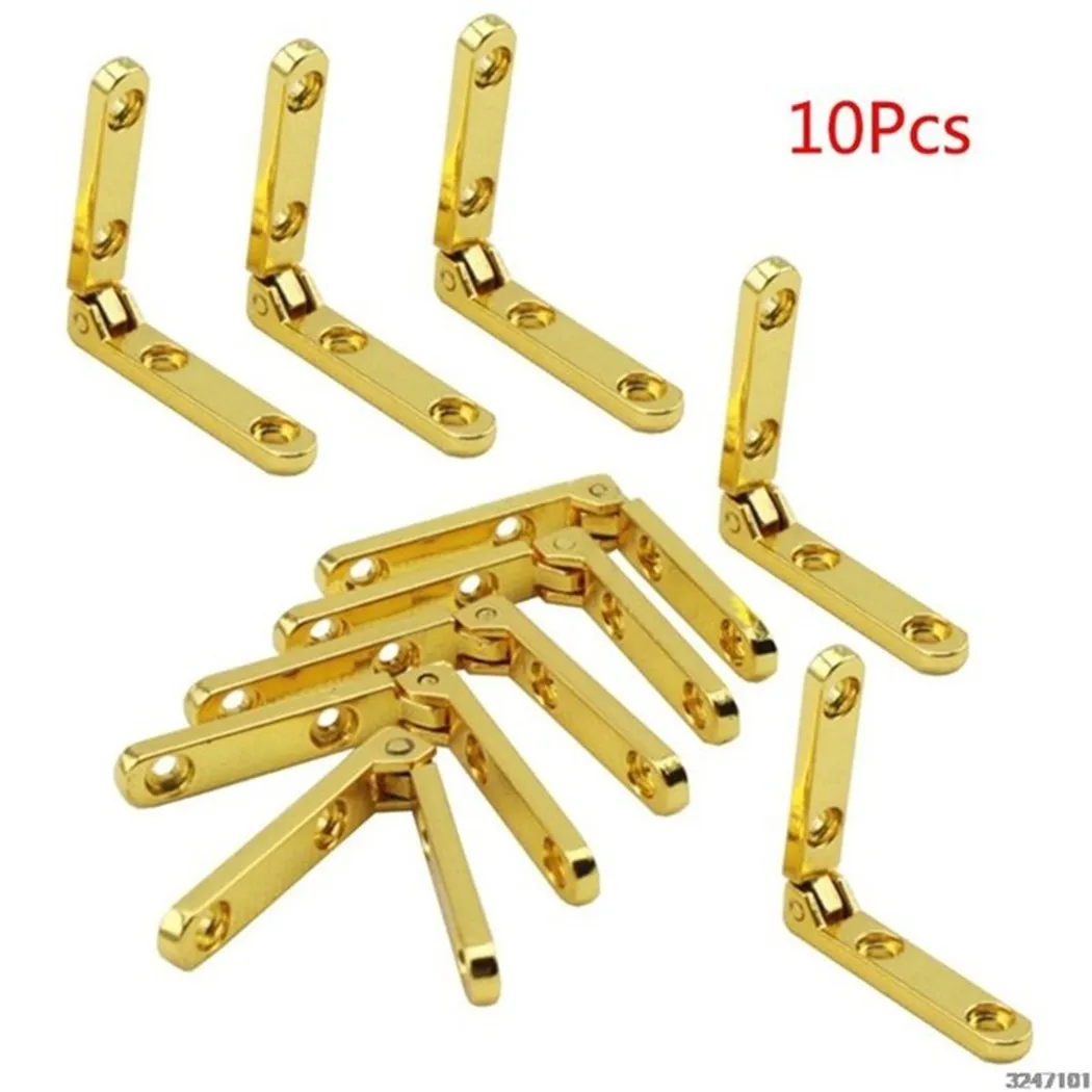 10Pcs-Set-Gold-Folding-90-Degree-Hinges-Zinc-Alloy-Spring-Hinge-For ...