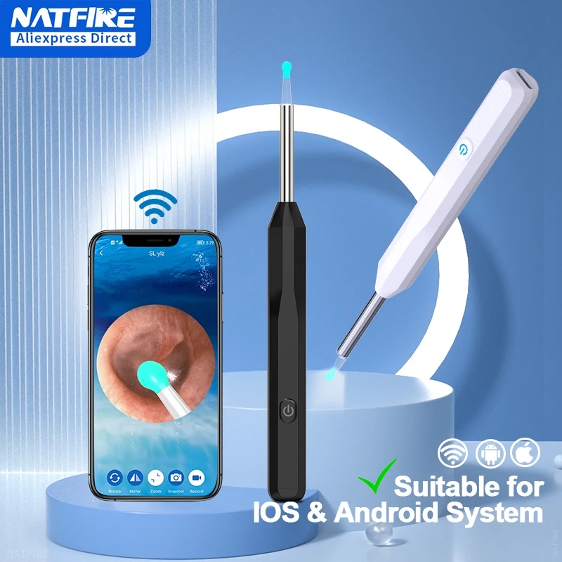NATFIRE NE6 Wireless Ear Wax Remover Luminous Otoscope Ear Cleaner ...