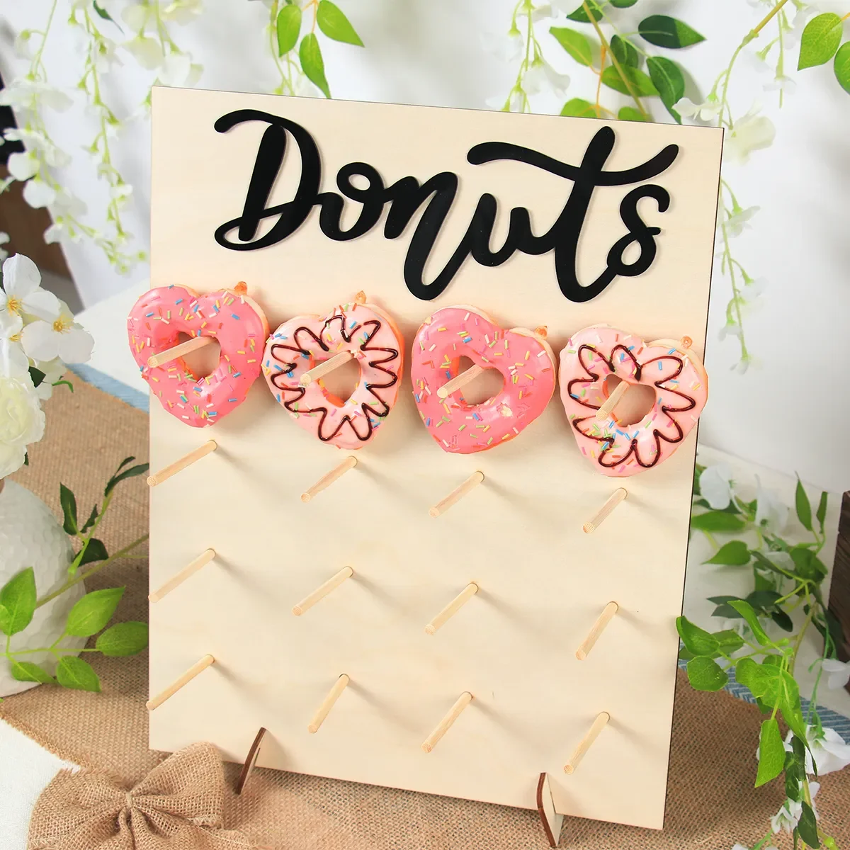 Wooden Donut Stand Reusable Doughnut Display Board For Wedding Baby ...