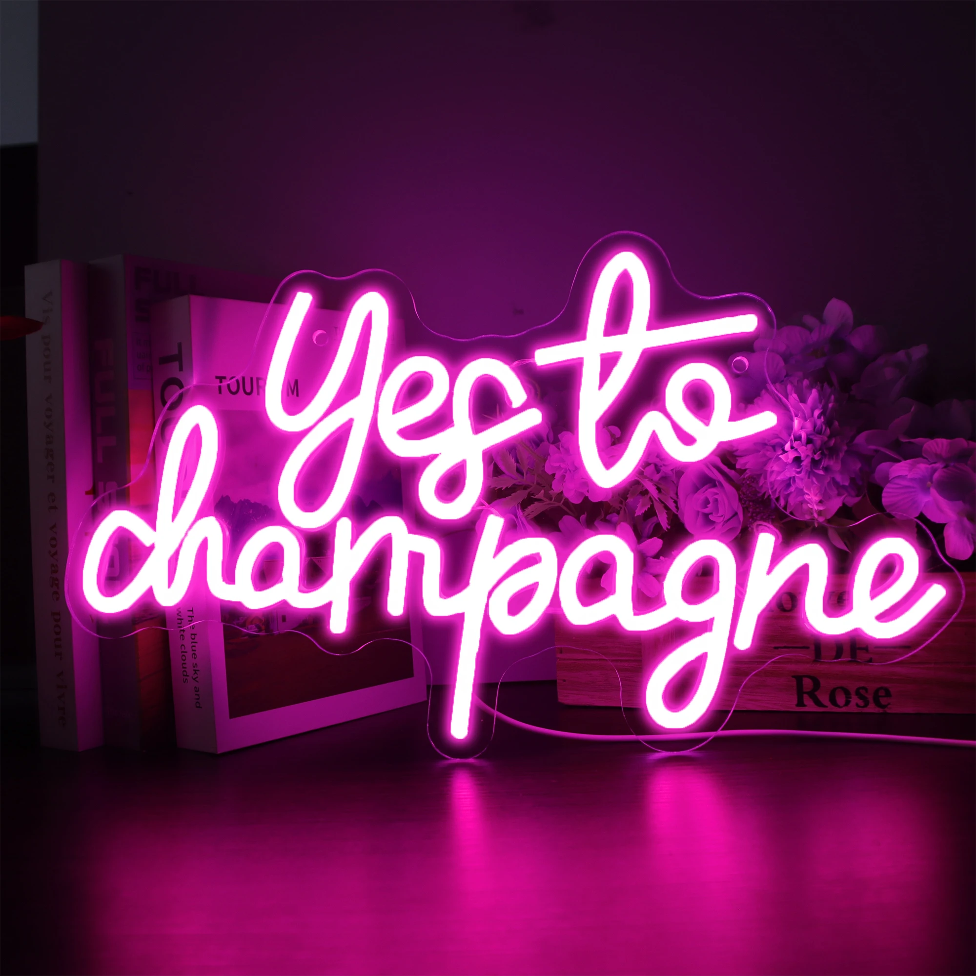 Yes-to-Champagne-Neon-Sign-Custom-Bar-Decoration-Neon-Light-Sign-For ...