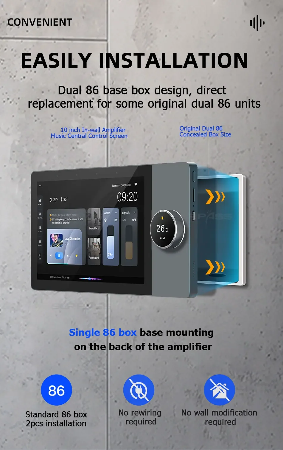 Smart Home Theater Amplifier 10'' Tuya WiFi Wall Amplifier Android 8.1 ...