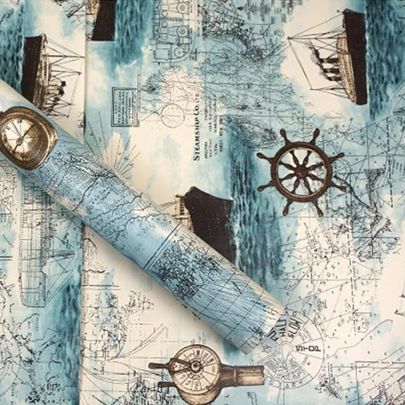 Vintage-Nautical-Theme-Wallpaper-Self-Adhesive-Peel-and-Stick-Wall ...