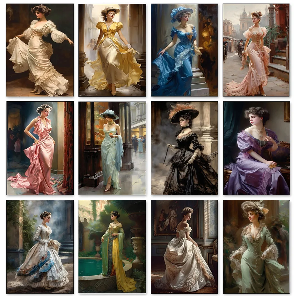 Retro-European-Aristocratic-Female-Wall-Art-Poster-Prints-Woman ...