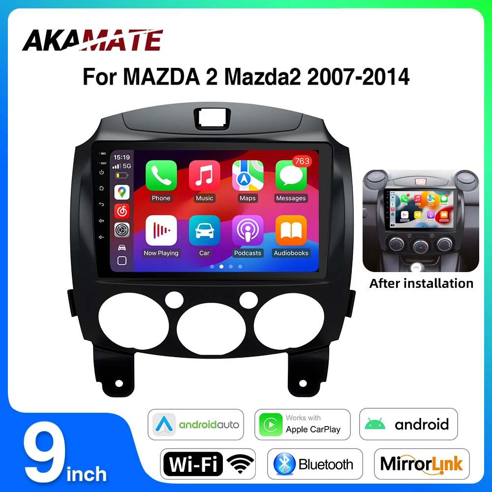 9Inch Android13.0 Car Radio for MAZDA2 Mazda2 2007 - 2014 Multimedia ...