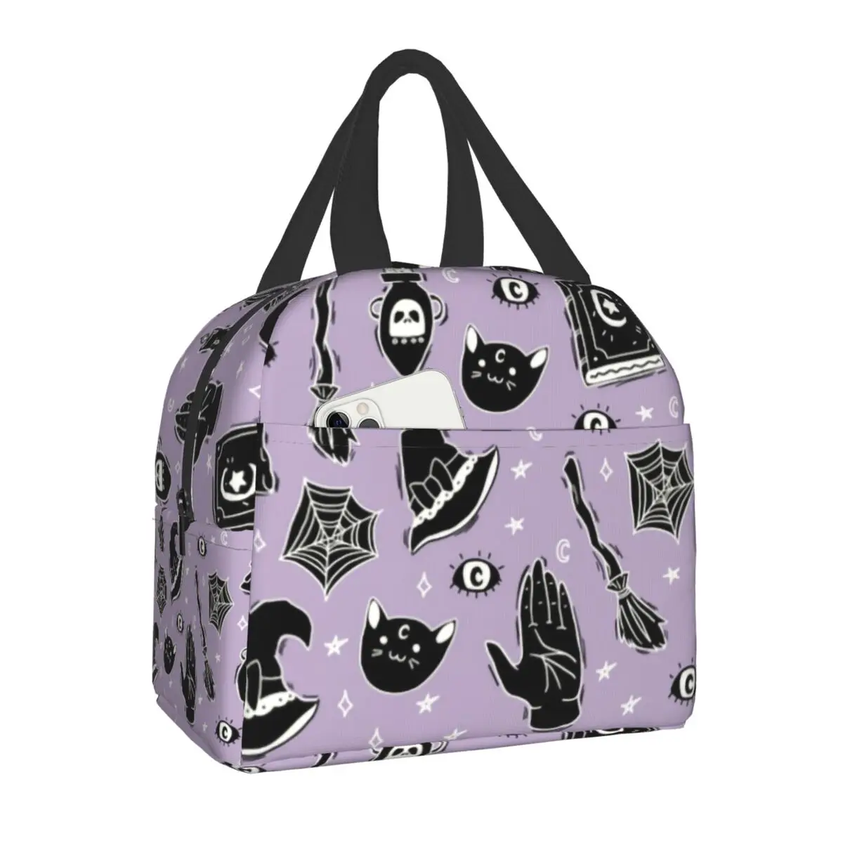 Custom Witchy On Pastel Purple Lunch Bag Men Women Warm Cooler ...