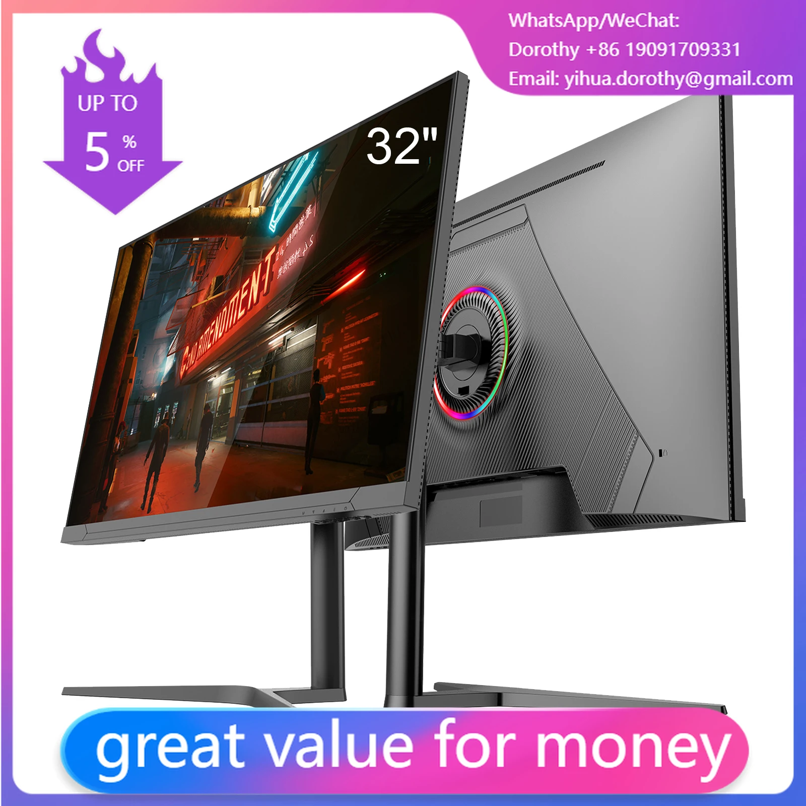 32 Inch 4K 1K Gaming Screen 75hz 100hz 150hz 165hz 240hz Computer ...
