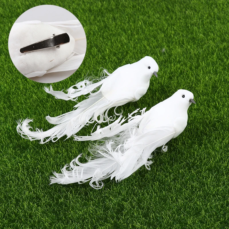 1-2pc-Fake-Bird-White-Doves-Artificial-Foam-Feathers-Birds-With-Clip ...