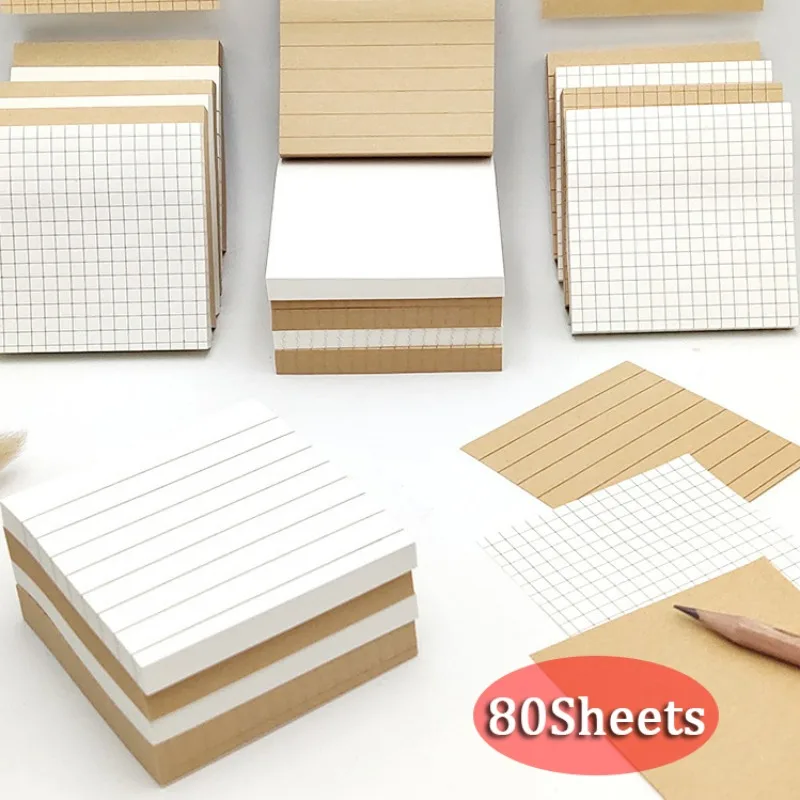 80-Sheets-Pad-Sticky-Notes-Kraft-Memo-Pads-Adhesive-Notepads-with-Line ...