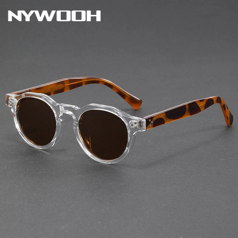 NYWOOH Male Retro Round Frame Sunglasses Classic Punk UV Proof Sun ...