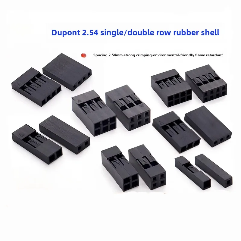 50pcs 2.54mm Single/double row dupont rubber shell Dupont plug Terminal ...