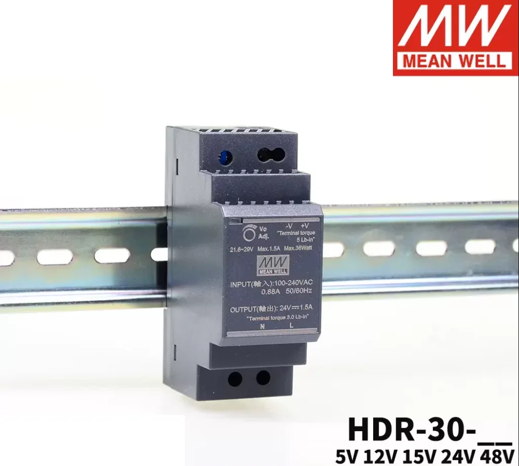 Original-Mean-Well-power-supply-HDR-30-series-5V-12V-15V-24V-48V ...