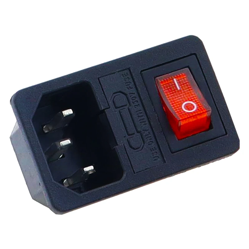 with-10A-fuse-Red-Rocker-Switch-Fused-IEC-320-C14-Inlet-Power-Socket ...