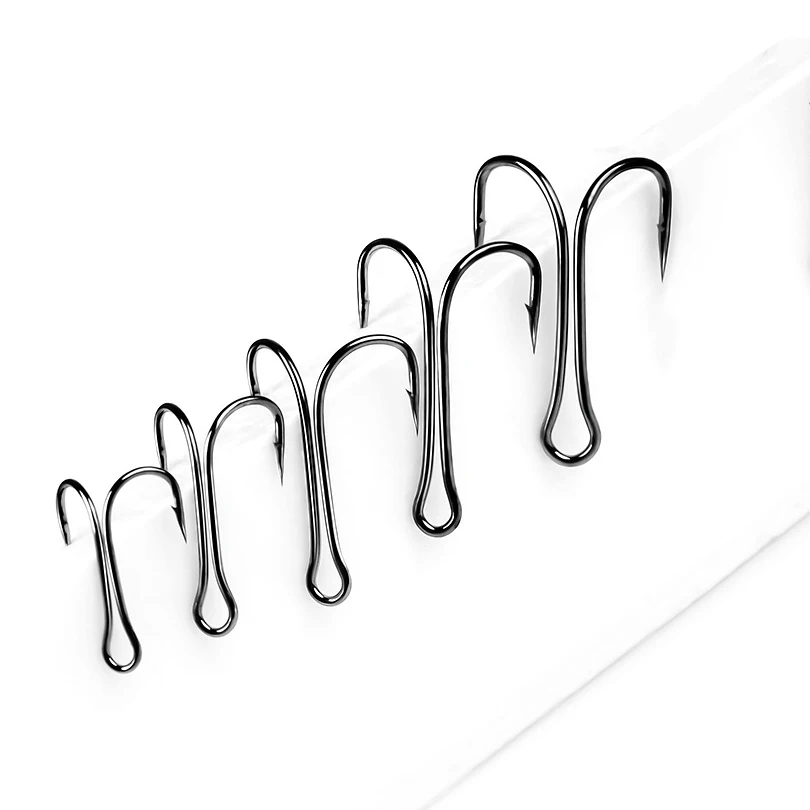 50pcs/set Serviceable High Carbon Steel Double Fishing Hooks, 1# 2# 4 ...