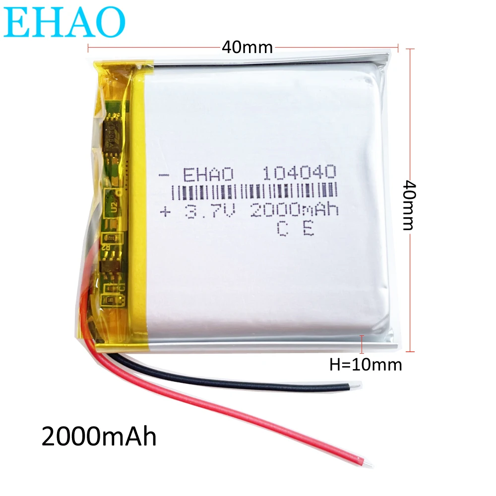 3.7V 2000m Lithium Polymer LiPo Rechargeable Battery 104040 Power For ...
