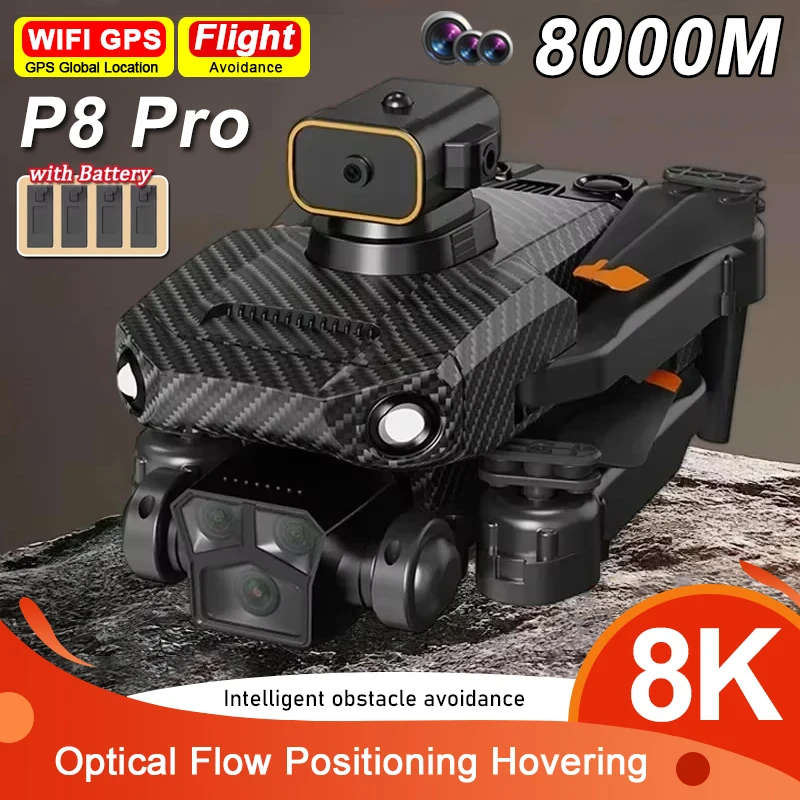 2026 New MIni P8 Pro Drone Brushless Motor GPS Obstacle Avoidance 4K/8K ...