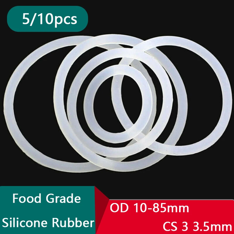 5-10pcs-Thickness-CS-3-3-5mm-White-Rubber-Seal-Ring-OD-10-85mm-Food ...