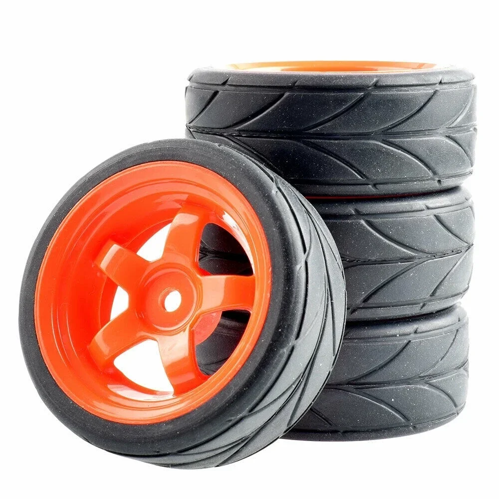 4Pcs RC 6030-6081 Rubber Tires & Plastic Wheel For HSP HPI 1:10 On-Road ...