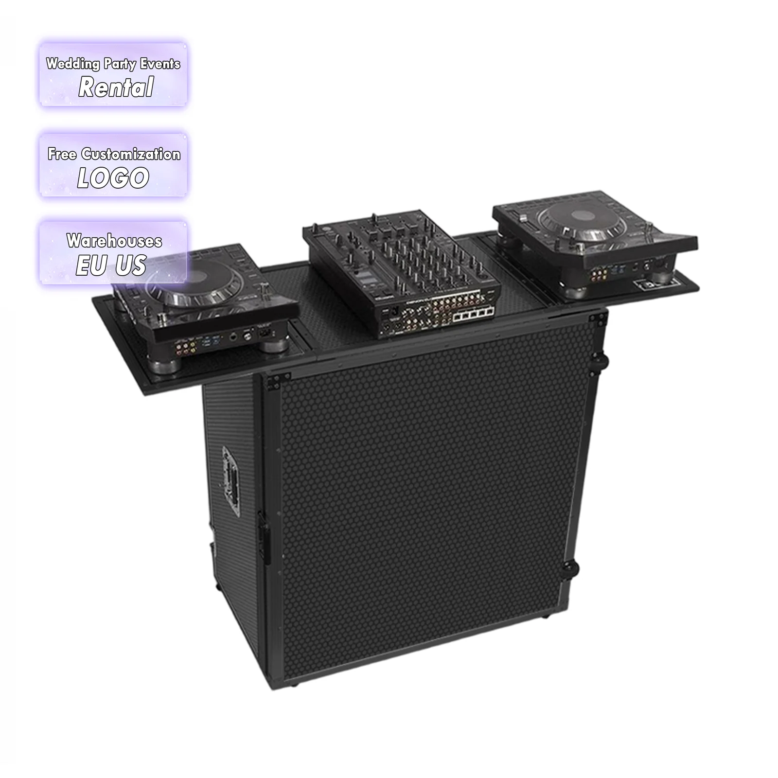 Professional DJ facade and table foldable, black DJ booth system with ...