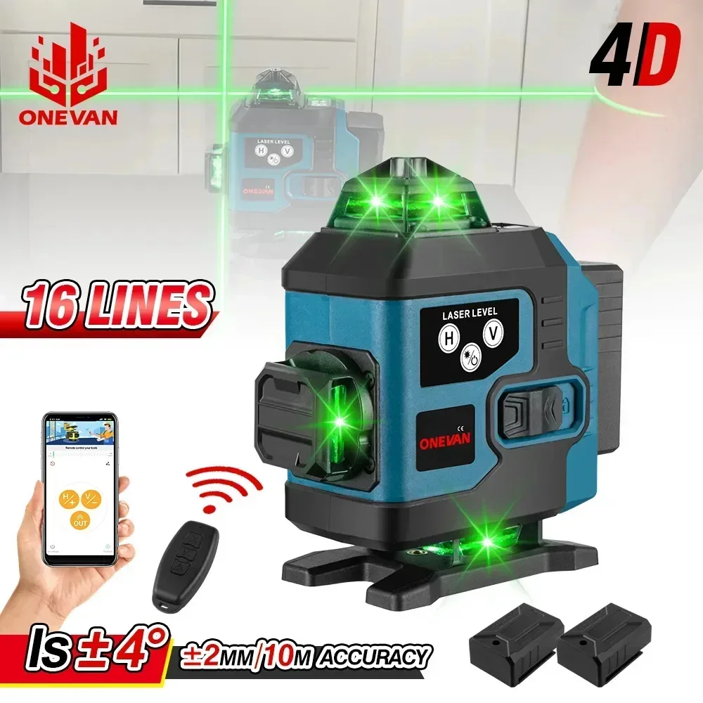 Wireless-16Lines-4D-Laser-Level-With-LED-Digital-Display-360-Horizontal ...