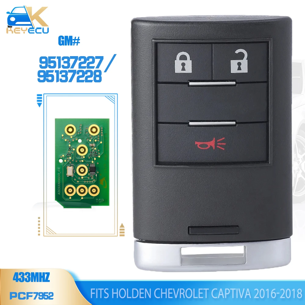 KEYECU OEM 433MHz PCF7952A 2+1B Smart Remote Car Key Fob for Holden ...