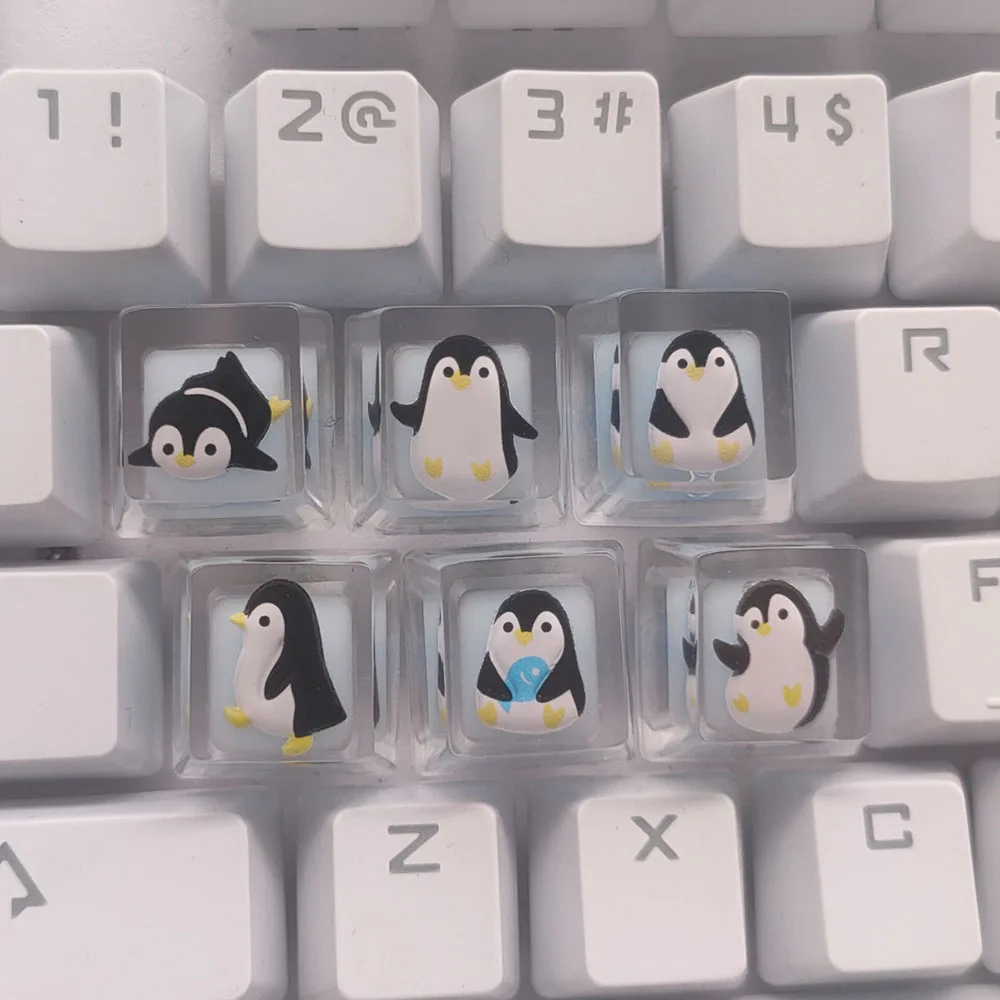 Handmade-Epoxy-Resin-Mechanical-Keyboard-Keycap-Kawaii-Penguin-Anime ...