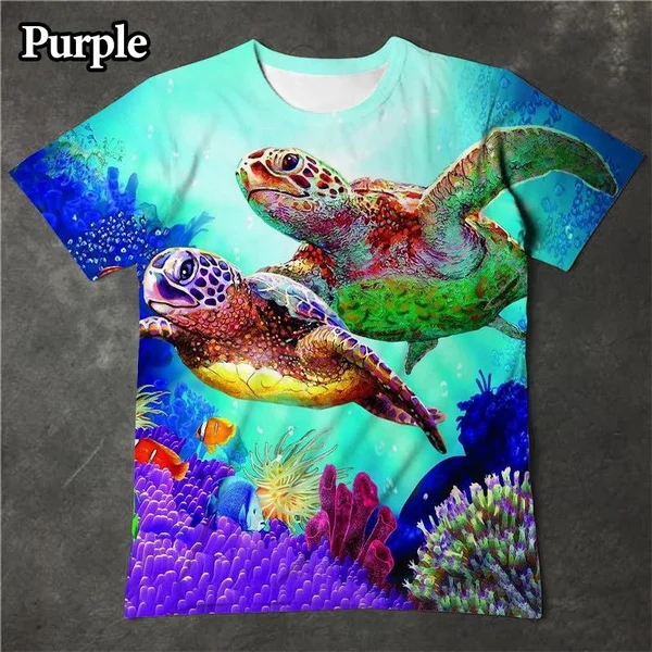 Underwater-World-Cute-Sea-Turtle-T-shirt-3D-Printing-Animal-T-shirt-Hip ...