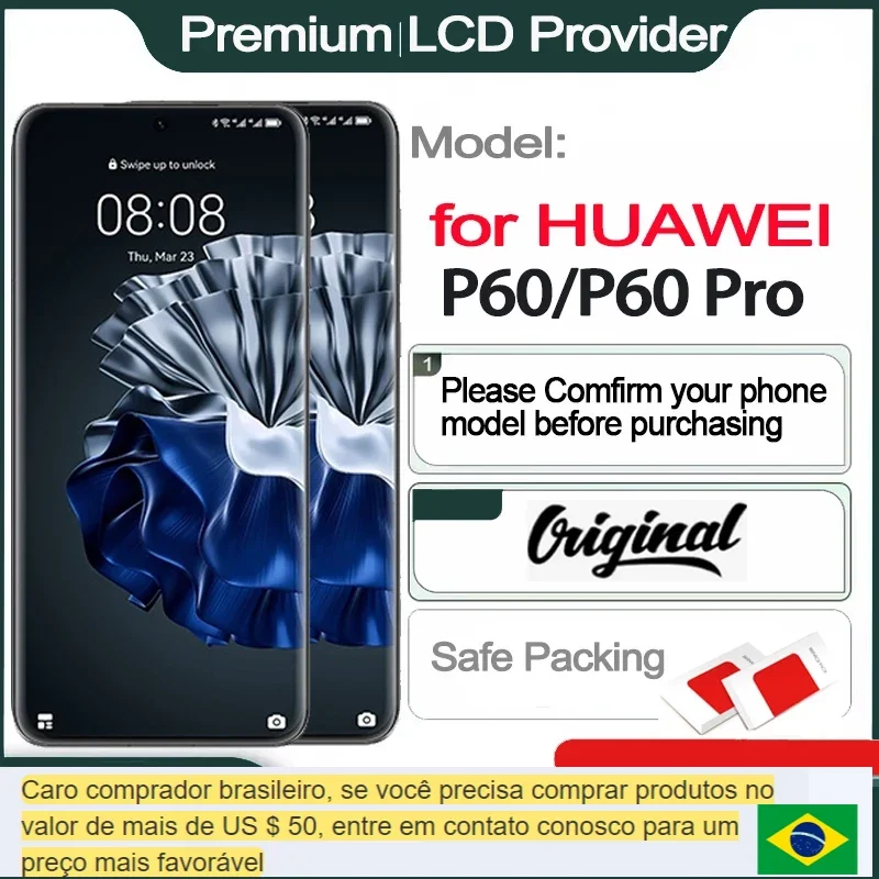 Original OLED LCD Replacement for HUAWEI P60 Pro, Touch Screen Display, P60 LNA-AL00, MNA-LX9, 6 ...